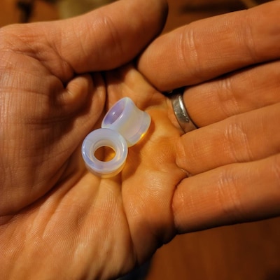 Stone Ear Tunnel Opalite Double Flare Concave Organic Stone Flesh ...