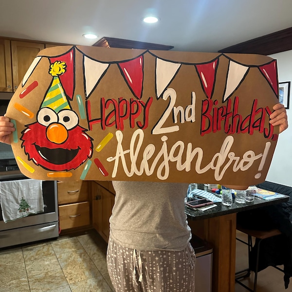 Hand Painted Custom Banner, Painted Birthday Banner, Painted Butcher ...