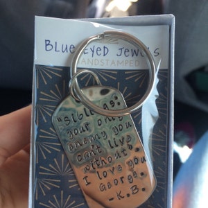 Quote Keychain Special Message Keychain Handstamped Keychain - Etsy