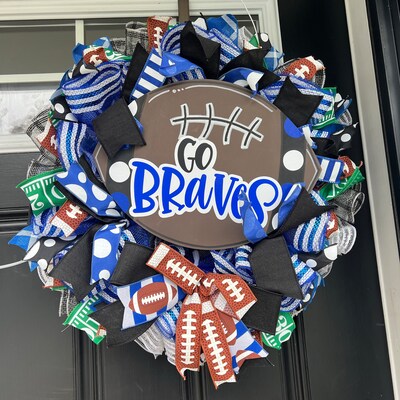 Personalized Football Door Wreath Choose Your Team Colors Customize ...