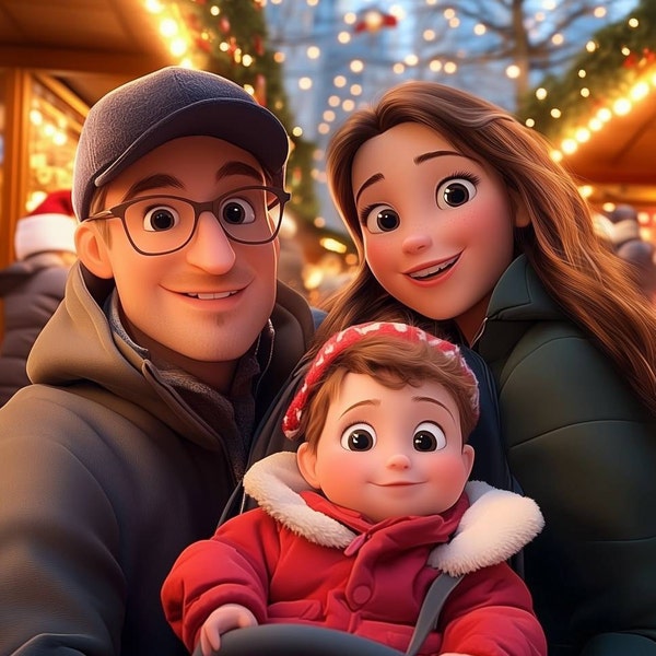 Pixar Portrait - Style Cartoon Portrait, Personalized Gift, Custom ...