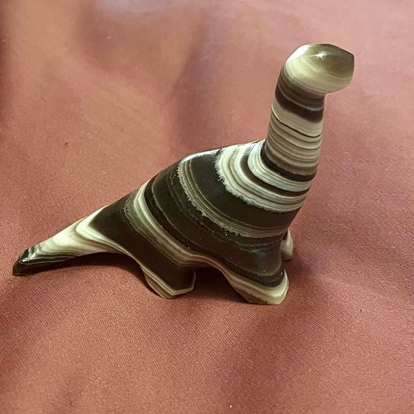 Zebra Onyx Small Apatosaurus Dinosaur Carving, Paleontology ...