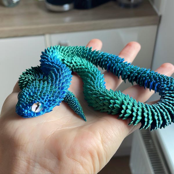 Articulated 3D Printed Flexible Snake Fidget Toy | Dazzling Iridescent ...