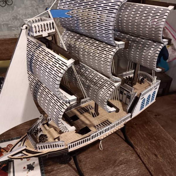 Ship Boat - SVG Laser Cut File, Laser Cut Wooden Sailboat Model Ship 3d ...