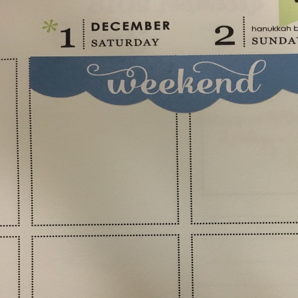 12 Weekend Header Stickers, Scalloped Weekend Banner Planner Stickers ...