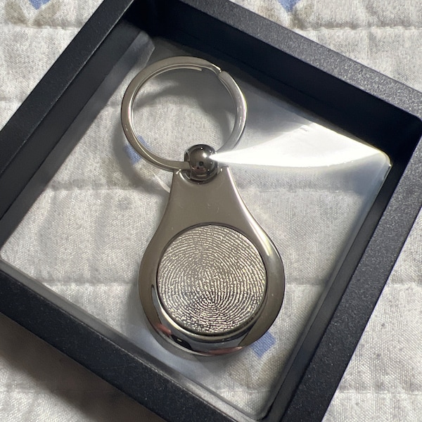 Fingerprint Keychain, Stainless Steel Custom Fingerprint Round Keychain ...