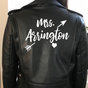 Custom Mrs. Leather Jacket Iron on Heat Transfer, Mrs. Jacket, Mrs. Denim Jacket, Personalized ...