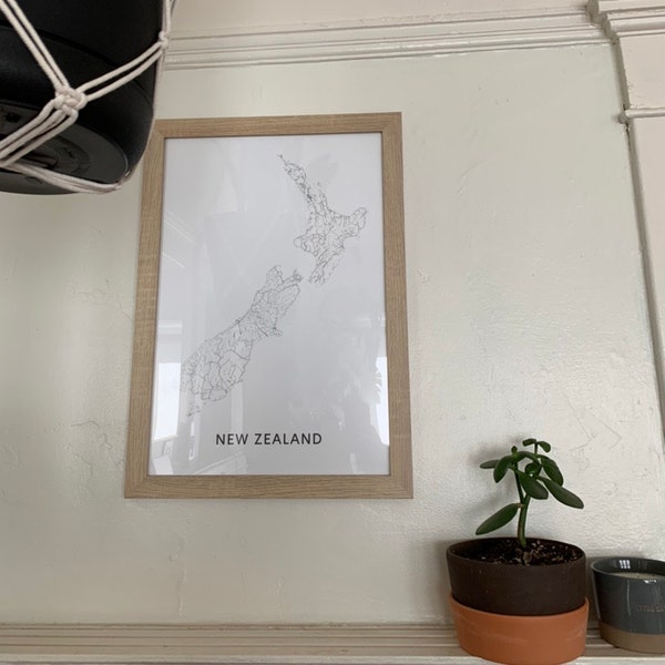 New Zealand Map Print, New Zealand Map Wall Art, Country Map Poster ...