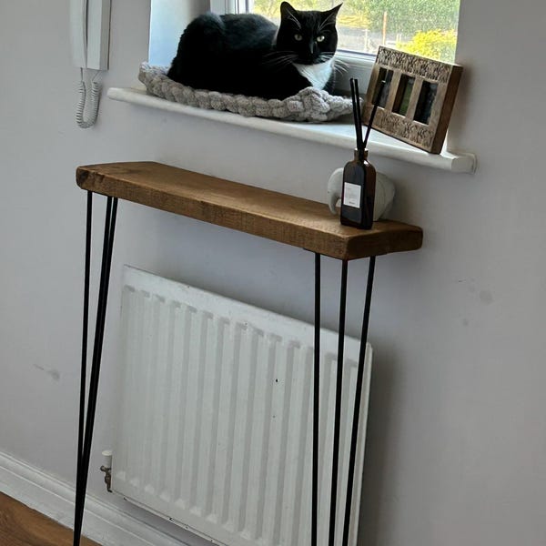 Omni Rustic Console Table With Black 3 Pin Hairpin Legs. (hallway Table ...