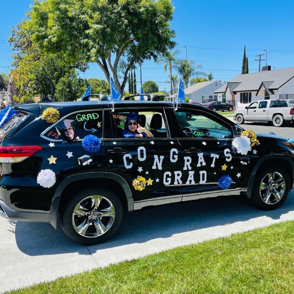Magnetic Car Decoration Congrats Grad Banners | Graduation Car Parade ...