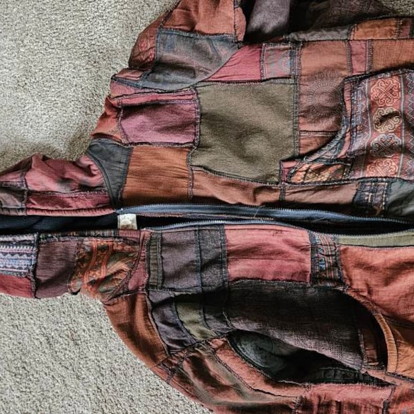 Men’s Women’s Unisex Hippie Patchwork Jacket, Recycled Fleece Lined ...