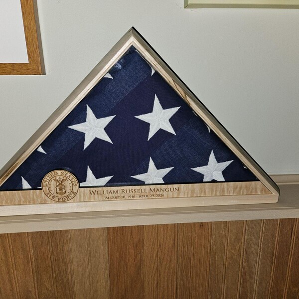 Personalized Memorial Flag Display Case for a 5' X 9.5' Burial or ...