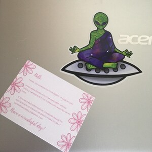 Meditating Alien Buddha on Spaceship Vinyl Sticker Decal for | Etsy