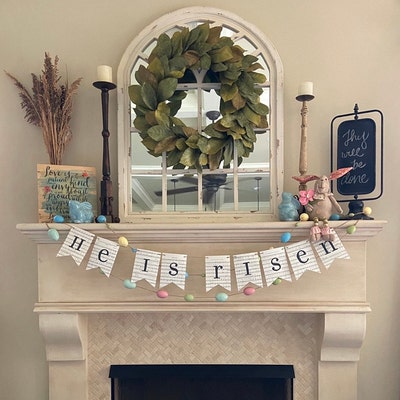 HE IS RISEN Easter Sheet Music Banner Bunting Garland Wall Mantle Art ...
