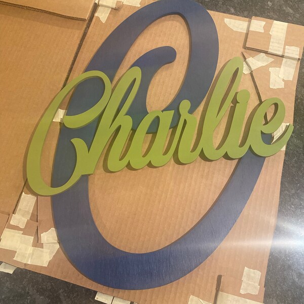 Wood Cutout Name Sign, Large Script Name Sign, Unpainted Baby Name ...
