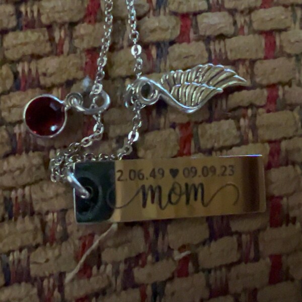 Personalized Memorial Pendant Necklace • Bereavement Gift • Vertical ...