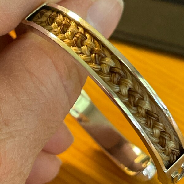 Horse Hair Cuff Bracelet - Solid Sterling Silver With Plain Bar ...