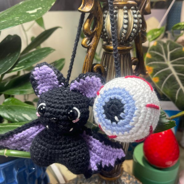 Bundle Halloween Car Hanging, Ghost, Bat, Eyes, Pumpkin Crochet Pattern ...
