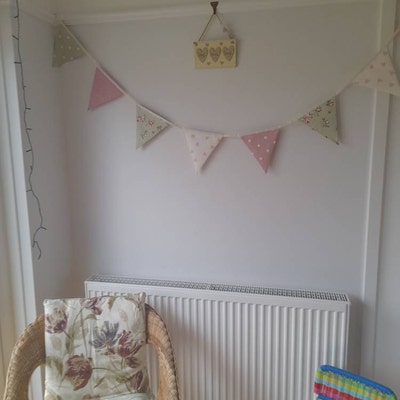 Grey and Pink Handmade Mini Bunting, Cottage, Nursery, Wedding, Gift ...