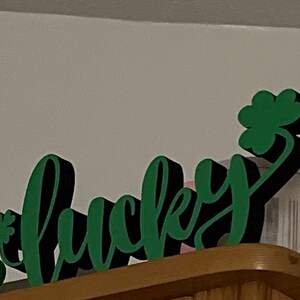 Lucky Freestanding Wood Sign, 3d Sign, Shelf Decor, Desk Decor ...