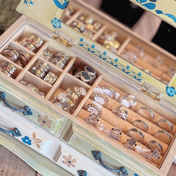 Upcycled Handpainted Gray Jewelry Box With Colorful Bird Transfers and ...