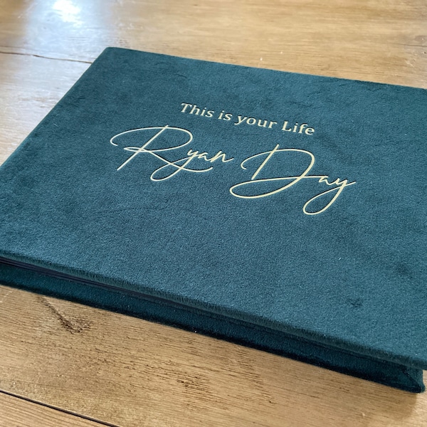 Green or Other Color Velvet Photo Album / Photo Book, Personalized ...