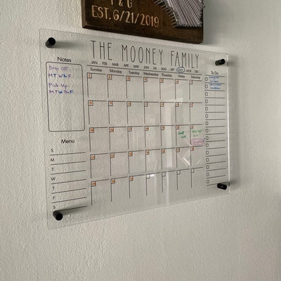 Custom Weekly Calendar Dry Erase Wall Planner Clear Note Board Command ...