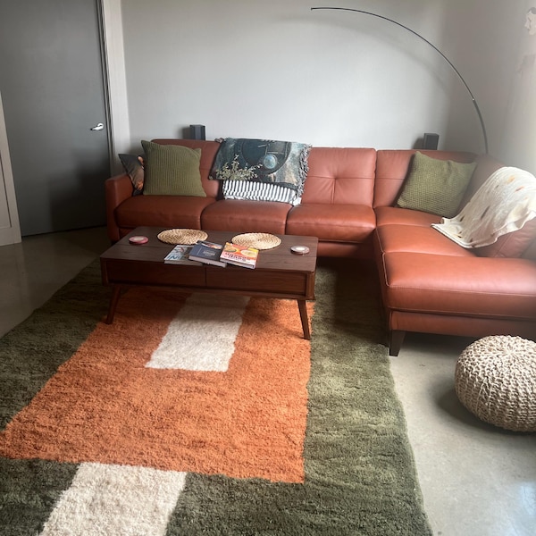 Moroccan Checkered Rug, Red Boho Rug, Beni Ourain Style, Handwoven Wool ...