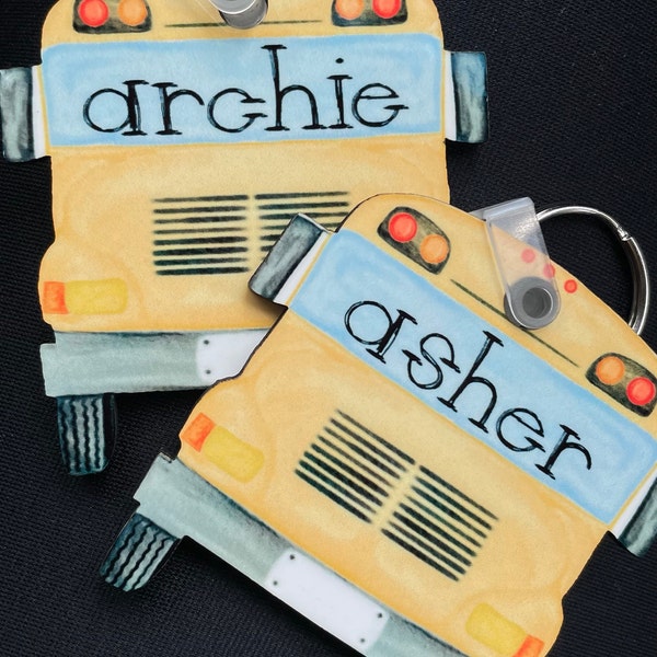 Personalized Bus Number Book Bag Tag, Name Tag, Bus Tag, Book Bag Tag ...