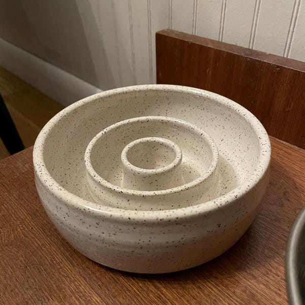 Slow Feeder Handmade Ceramic Dog Bowl | Puzzle Toy | Pet Feeder ...