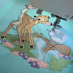BAMBI & FRIENDS - Single Machine Embroidery Design for 5x7" Hoop in 8 ...