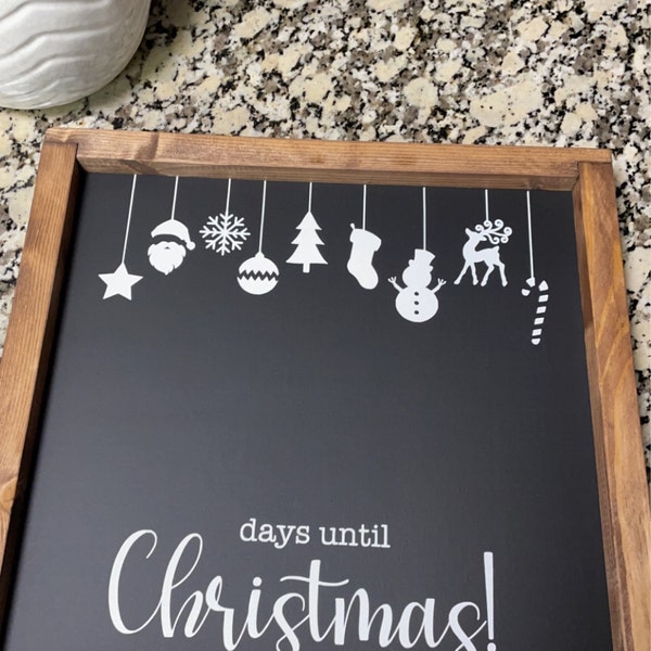 Framed Christmas Countdown Chalkboard Reusable | Days Until Christmas ...