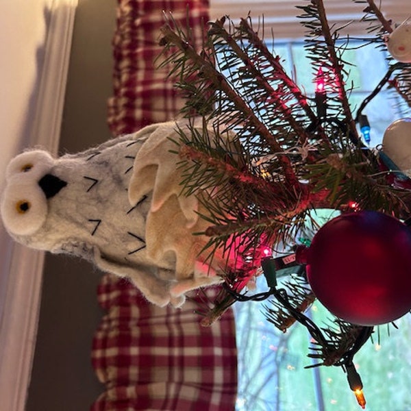 Handmade Wool Felt Snowy Owl Christmas Tree Topper: Fair Trade Decor - Etsy