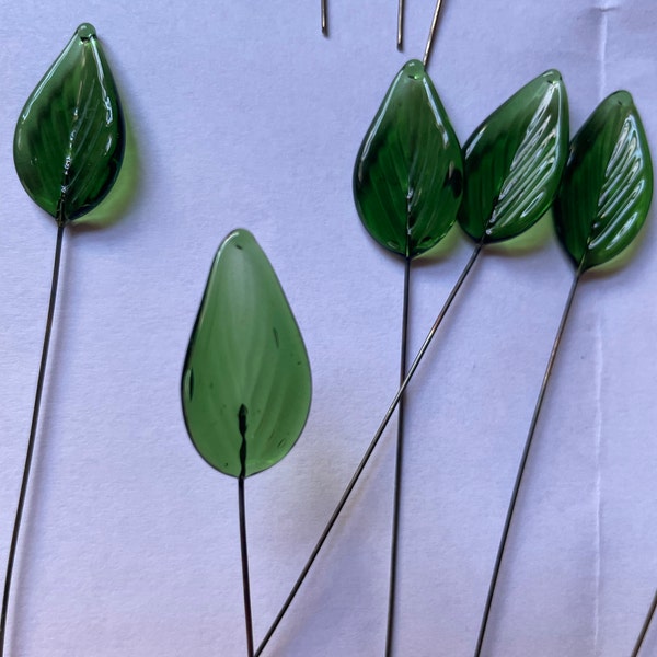 Elegant Sage Green Glass Leaf Headpins;tiny Small Glass Leaf Shape on ...