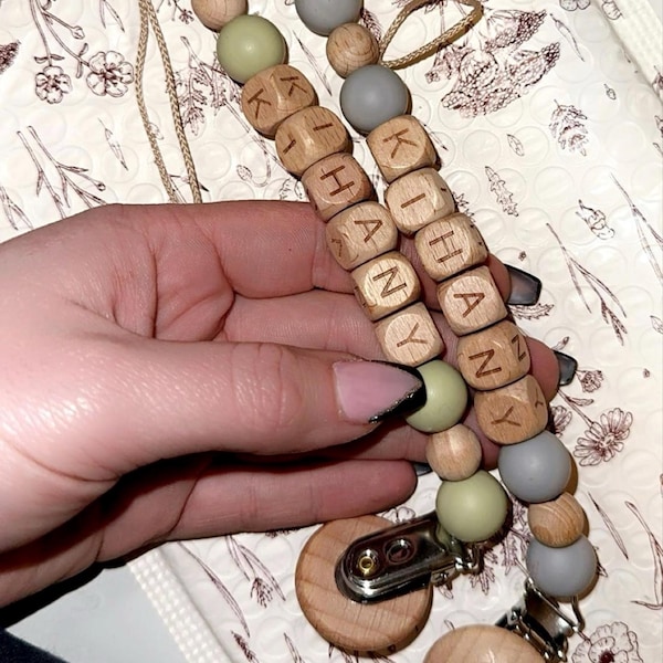 Personalized Pacifier Clip and Rattle Set|custom Baby Shower Gift|pastel Babygirl Binky Holder ...