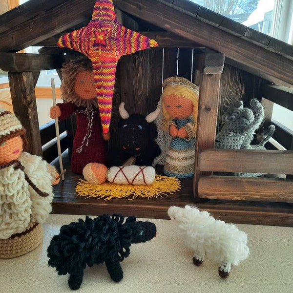 Ready to Ship,large Traditional Log Nativity Stable, 18 1/2"x 15"x 13 1 ...