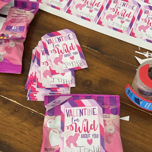 Animal Cookie Valentine's Day Printable Tag, Circus Valentine, Wild ...