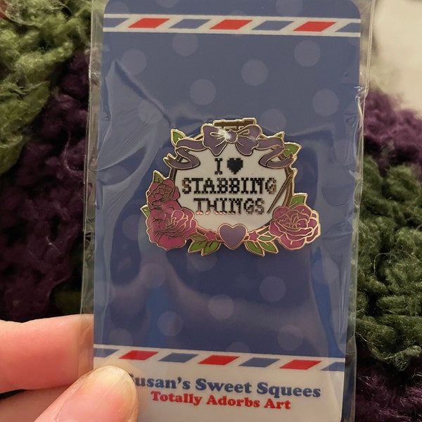 I Heart Stabbing Things - Cross Stitch Pride Enamel Pin - Etsy