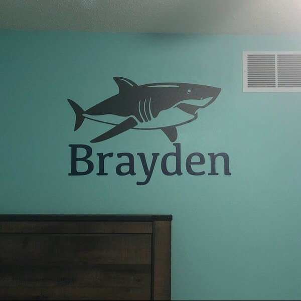 Shark Decal With Boy Name | Personalized Name Wall Decal | Boy Decor ...