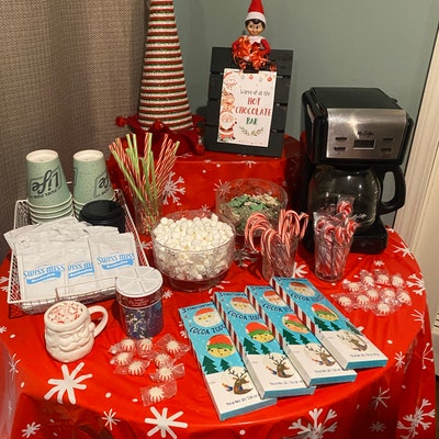 Elf Hot Cocoa Sign Cute Elves Sign Kids Party Elf Holiday Party Sign ...