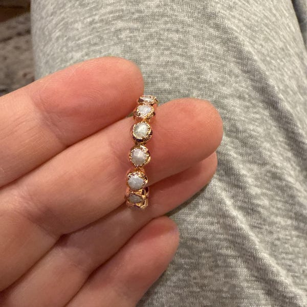 Natural Freshwater Pearl Eternity Band \ Gemstone Ring \ Channel ...