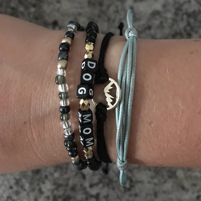 Custom Name Stretch Bracelet White Block Alphabet Stack - Etsy