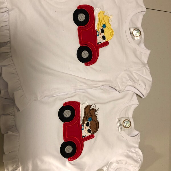 Convertible Buggy Car Girl 4x4 5x7 6x10 SVG Machine Embroidery Design ...