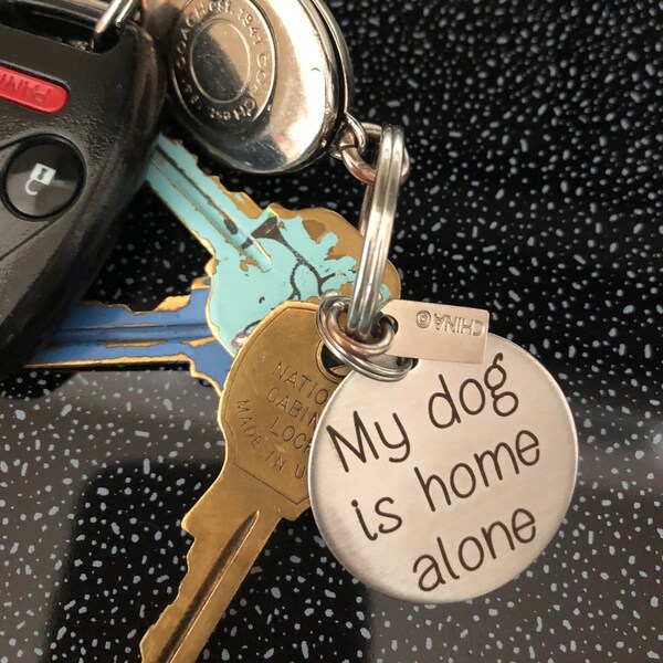 KEY CHAIN - My Pet is Home Alone - Christmas Gift for Dog Lover ...