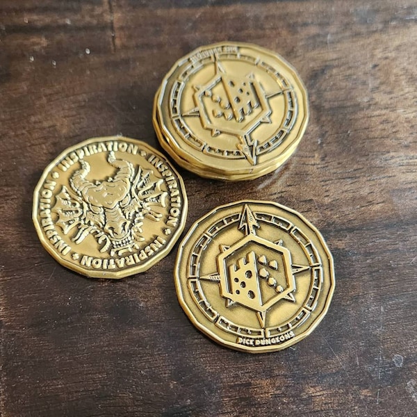 Inspiration Coin Tokens (antique Gold) for D&D, Dungeons and Dragons ...