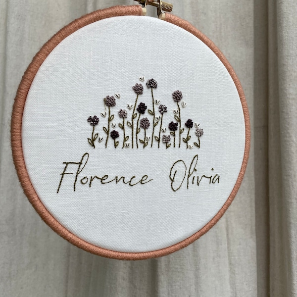 Personalized Floral Baby Name Embroidery PDF Pattern, Custom Name ...