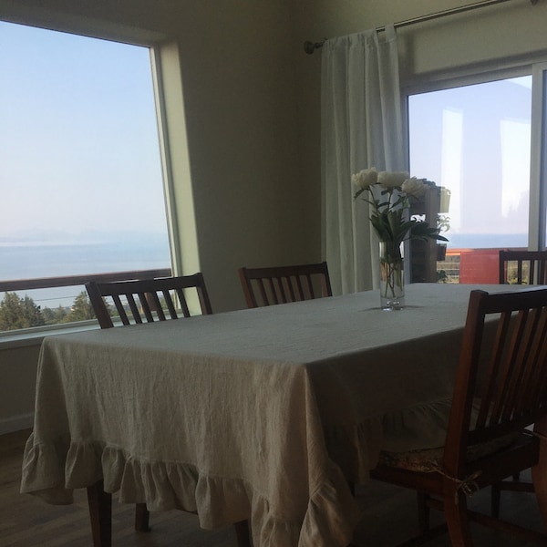 Ruffled Table Throw - Linen Table Scarf Custom Sizes and Colors ...