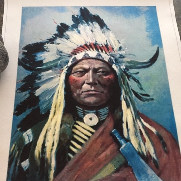 Native American Art, Sitting Bull, Indian Chief, Warrior, Tribal Art ...