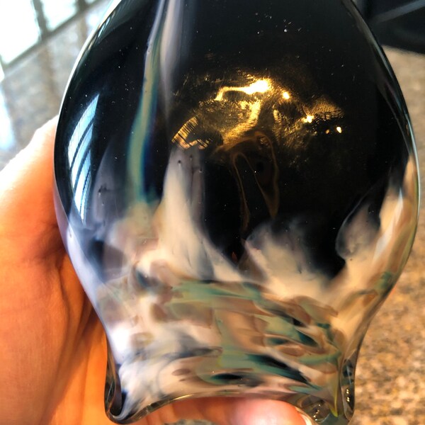 Blown Glass Space Paperweight, Blacks, Golds, White and Burgundy ...
