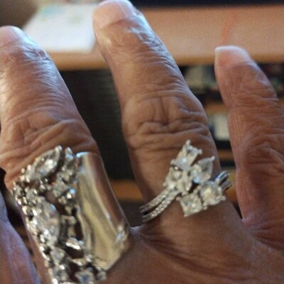 Long Statement Ring, 925 Sterling Silver Ring, Shield Ring, Cubic ...